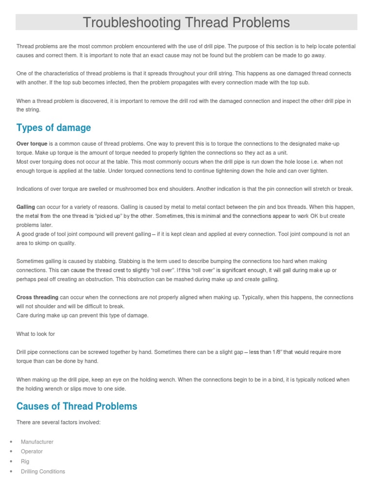 Troubleshooting and Preventing Thread Problems in Drill Pipes: A Guide ...
