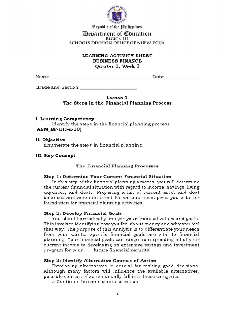 Business-Finance LAS q1 w3 | PDF | Decision Making | Financial Plan
