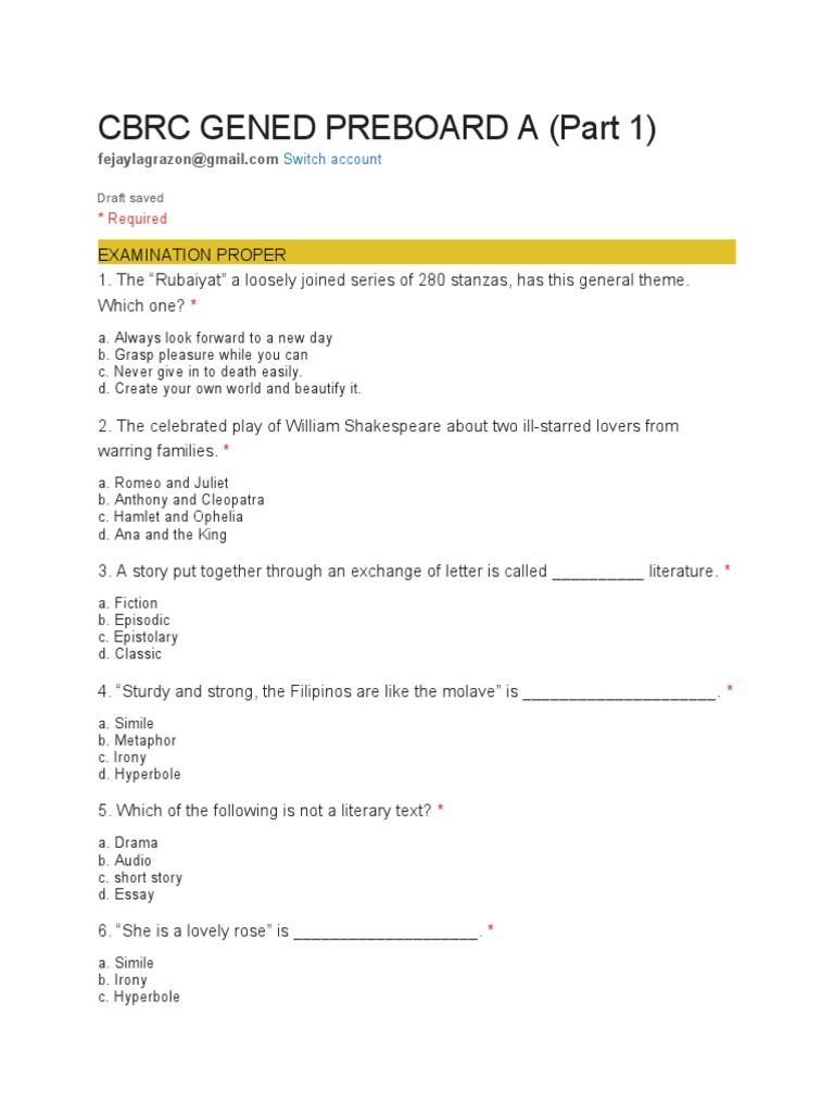 CBRC Gened Preboard A | PDF | Reproduction