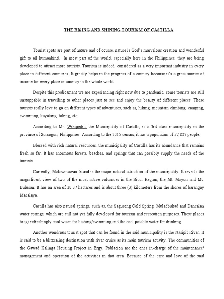 Tourism Highlights of Castilla Sorsogon | PDF | Tourism