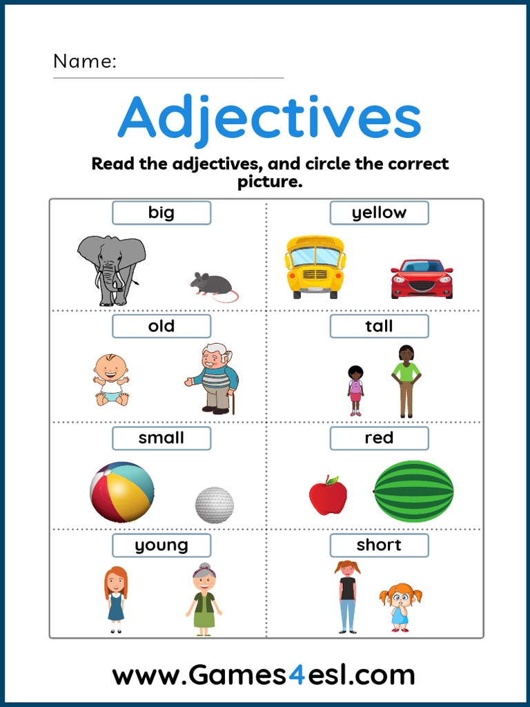 Adjectives Worksheet 1 | PDF