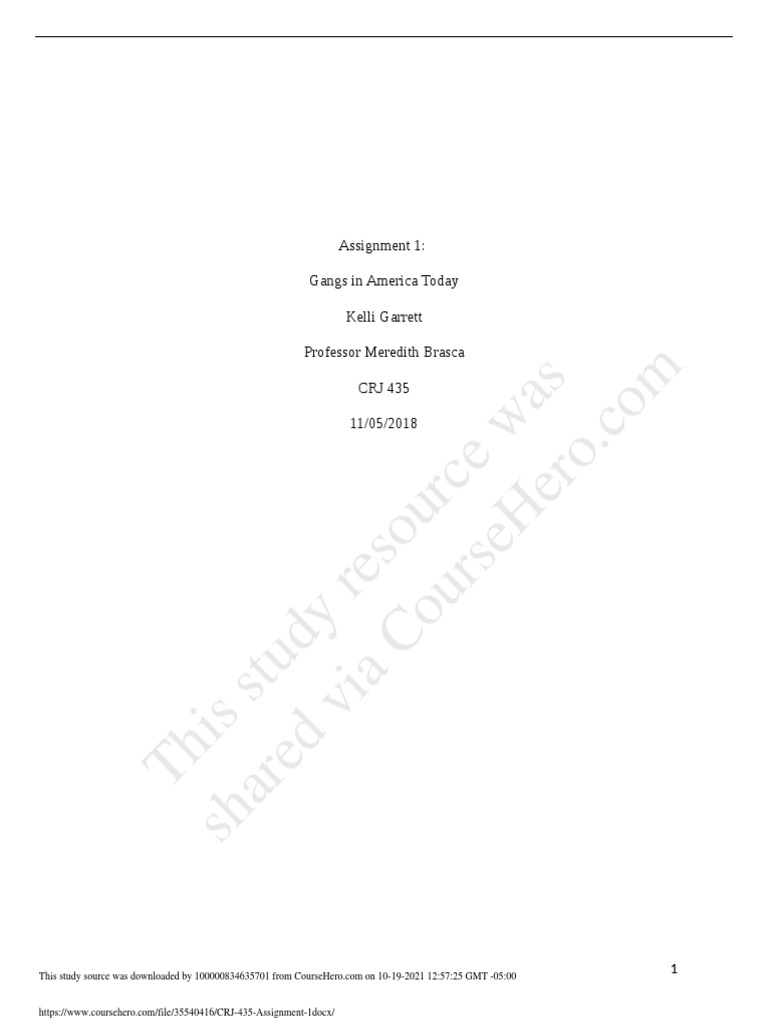 This Study Resource Was: Assignment 1: Gangs in America Today Kelli ...