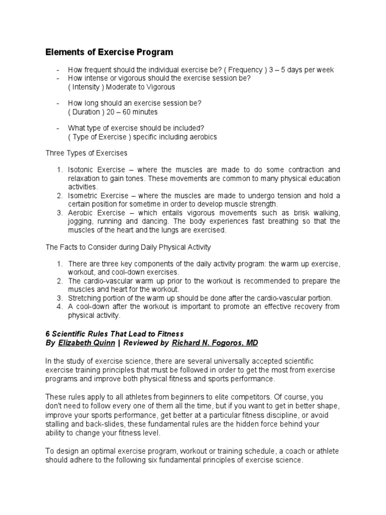 Elements of Exercise Program | PDF | Physical Fitness | Muscle