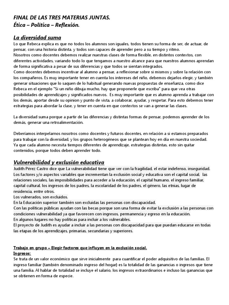 Final de Las Tres Materias Juntas | PDF | Moralidad | Espectro autista