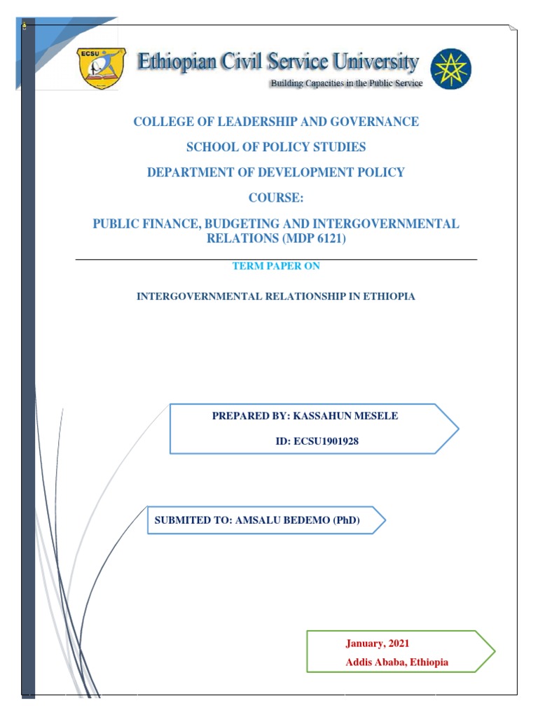 Term Paper Igr | PDF | Institution | Ethiopia