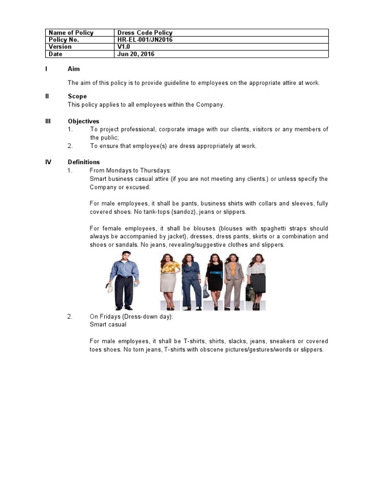 Policy - Dress Code | PDF | Dress | Blouse