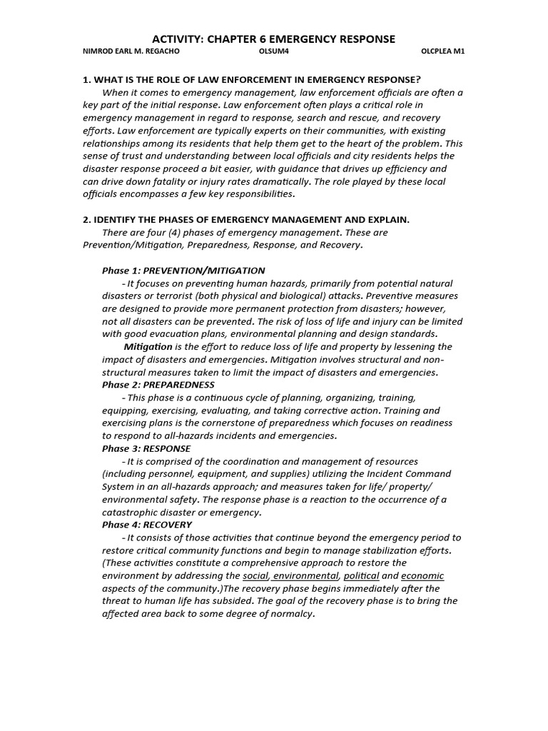 Law Enforcement in Emergency Response | PDF | Emergency Management ...