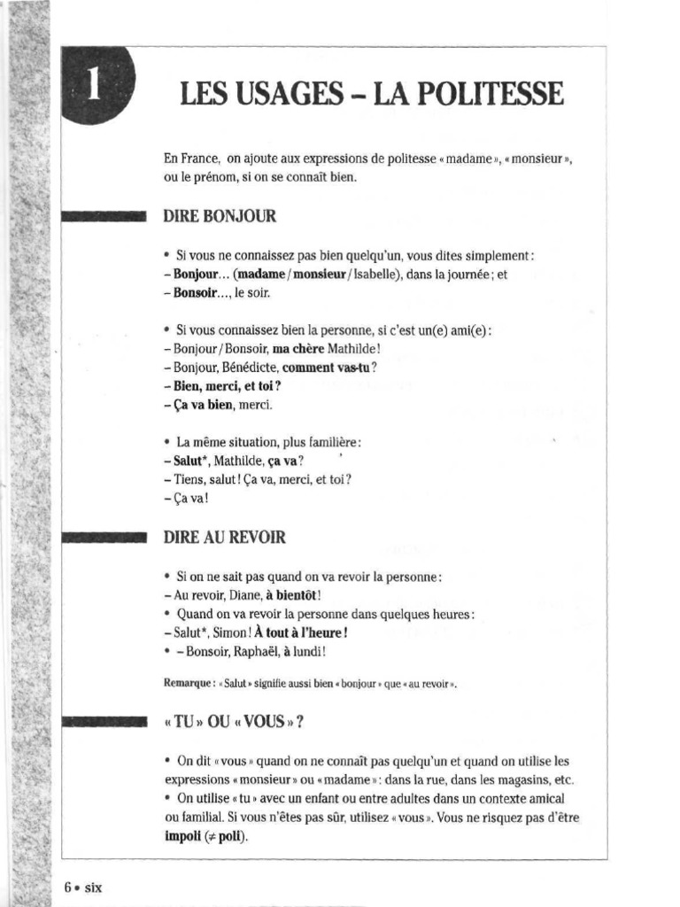 Les Usages, La Politesse (Vocabulaire Progressif Du Français, Niveau ...