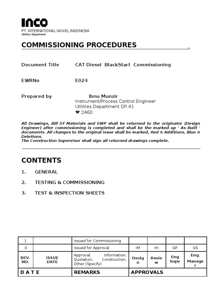 CAT Diesel Black Start Commissioning Guide | PDF | Electric Generator ...