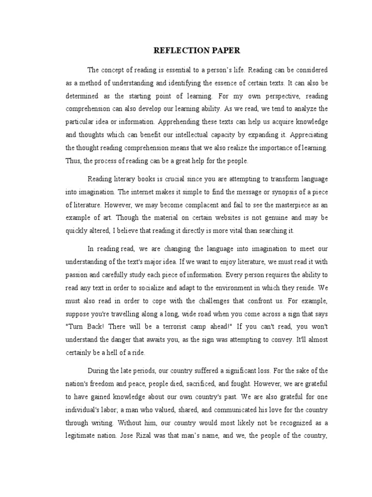 Reflection Paper | PDF | Reading Comprehension | Idea