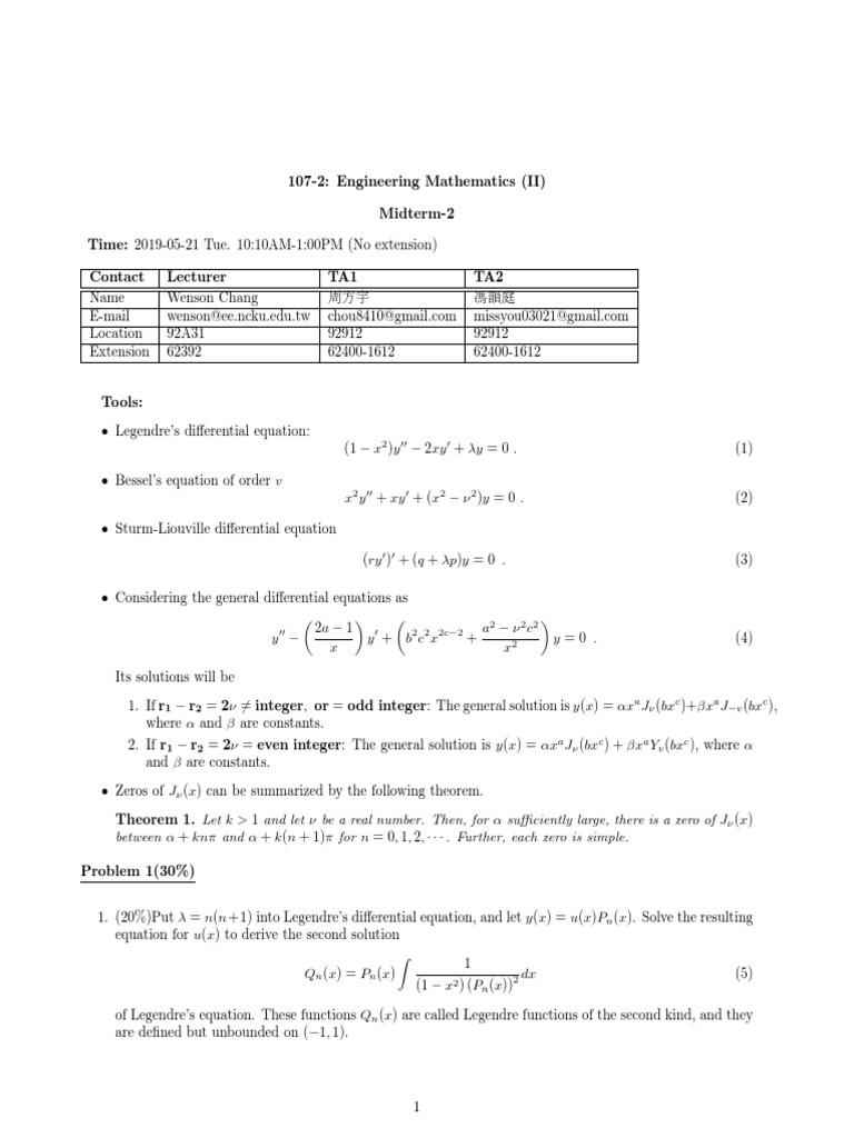 107 2 EM Midterm 2 Sol | PDF | Equations | Mathematical Objects