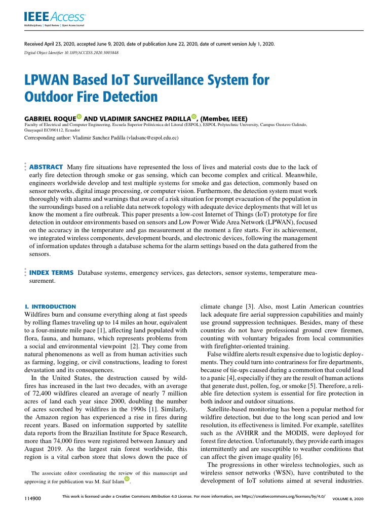 Lpwan Based Iot Surveillance System For Outdoor Fire Detection | PDF | Internet Of Things ...