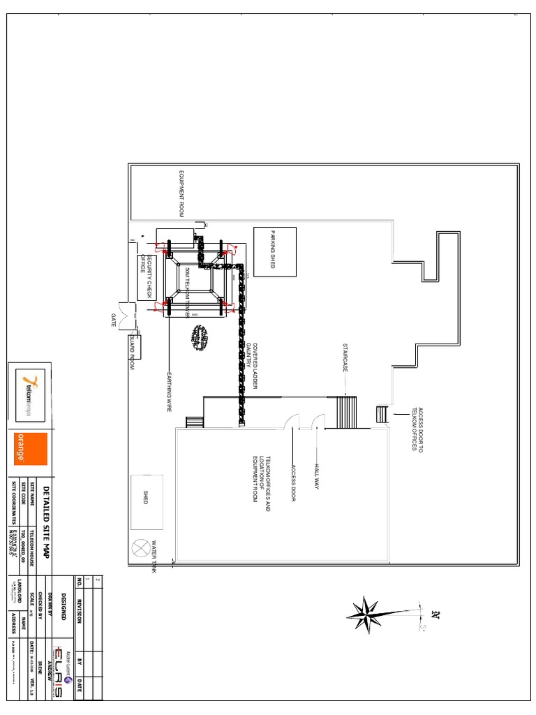 Detailed site map of Telkom offices showing building layout, equipment ...