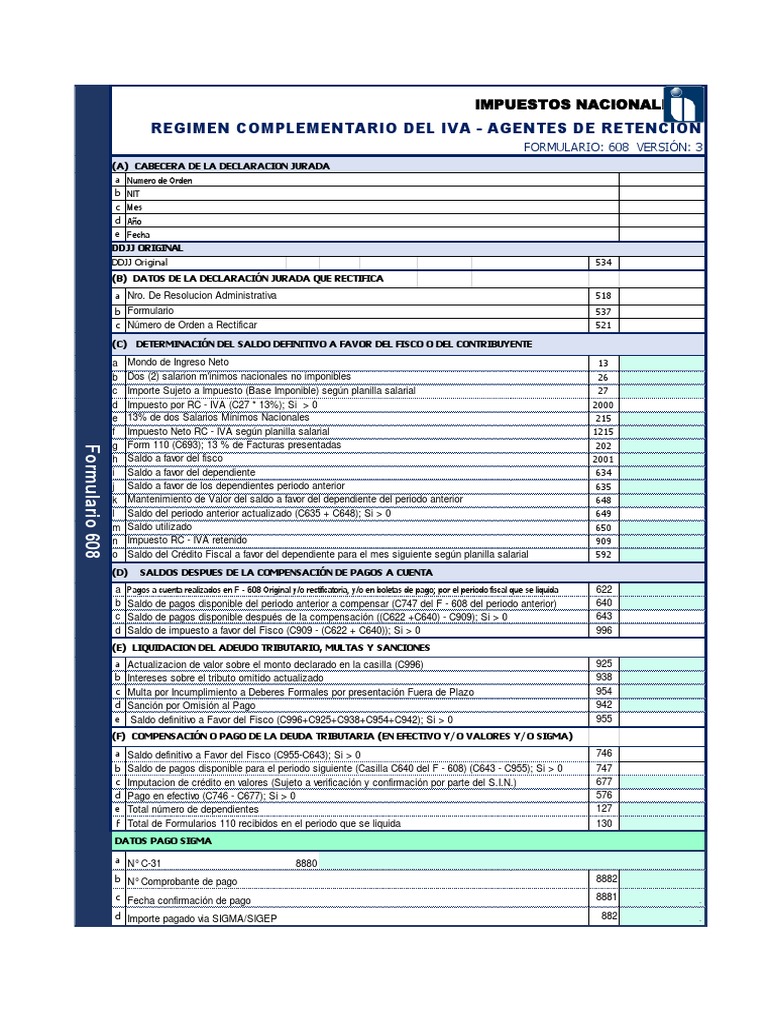 Formulario 608 | PDF | Impuestos | Impuesto al valor agregado