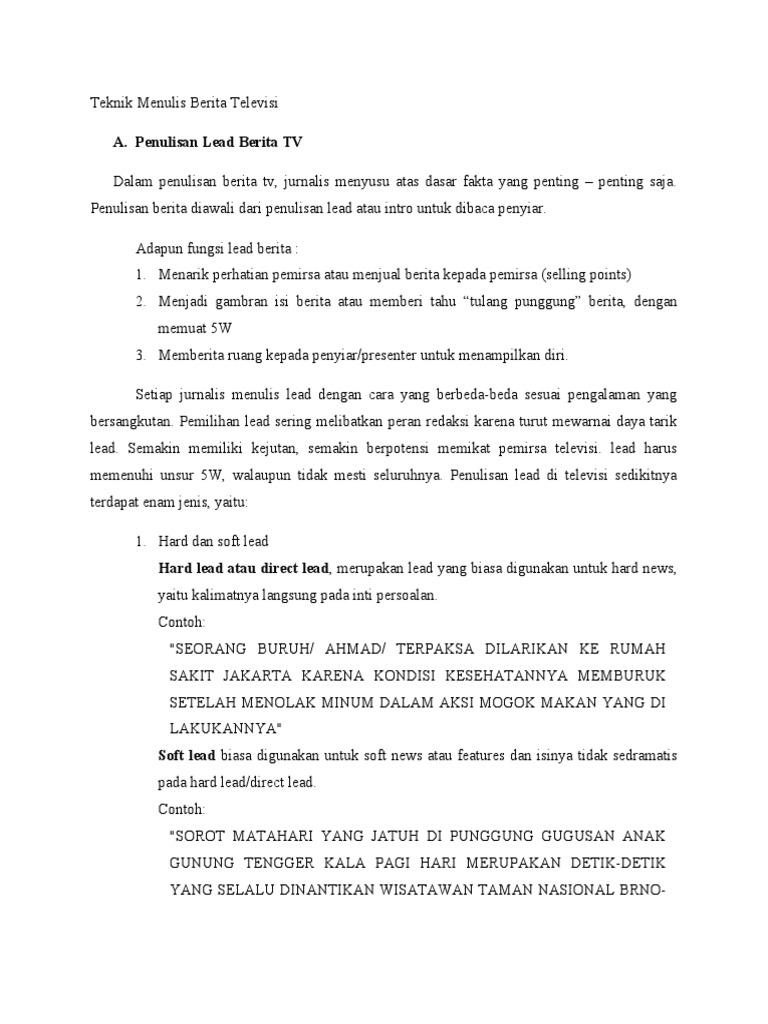 Teknik Menulis Berita Televisi | PDF