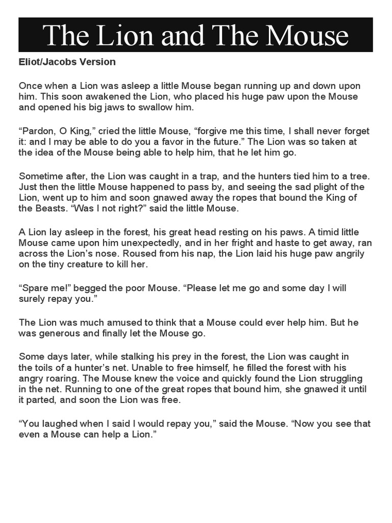 The Lion and The Mouse | PDF | Poetry | Young Adult