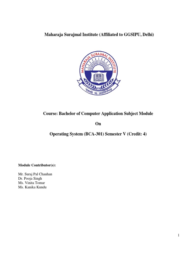 Operating System - Code-301 - BCA - Sem. V | PDF | Operating System | Process (Computing)