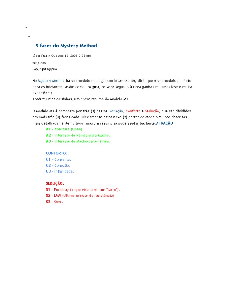 9 Fases Do Mystery Method | PDF | Esportes | Relação sexual