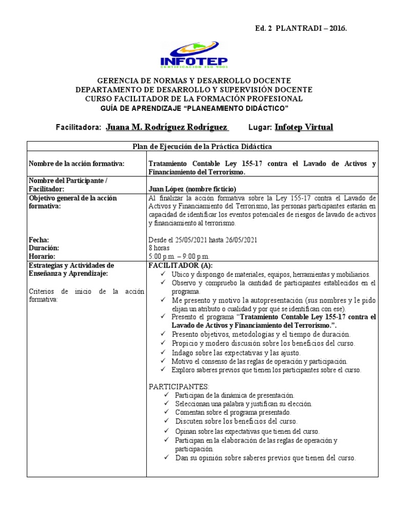 Practica Didáctica Ejemplo | PDF | Evaluación | Aprendizaje
