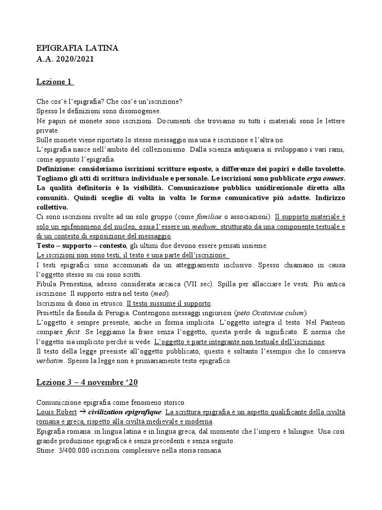 Appunti Epigrafia Latina | PDF