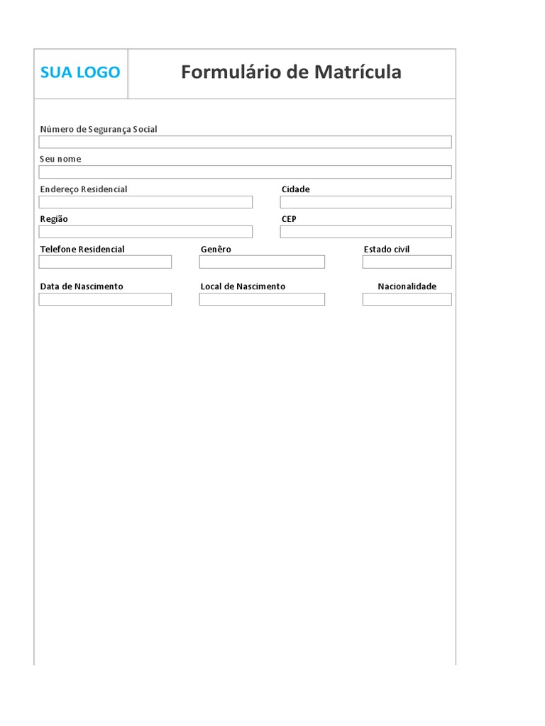 Formulario de Matricula em Excel | PDF