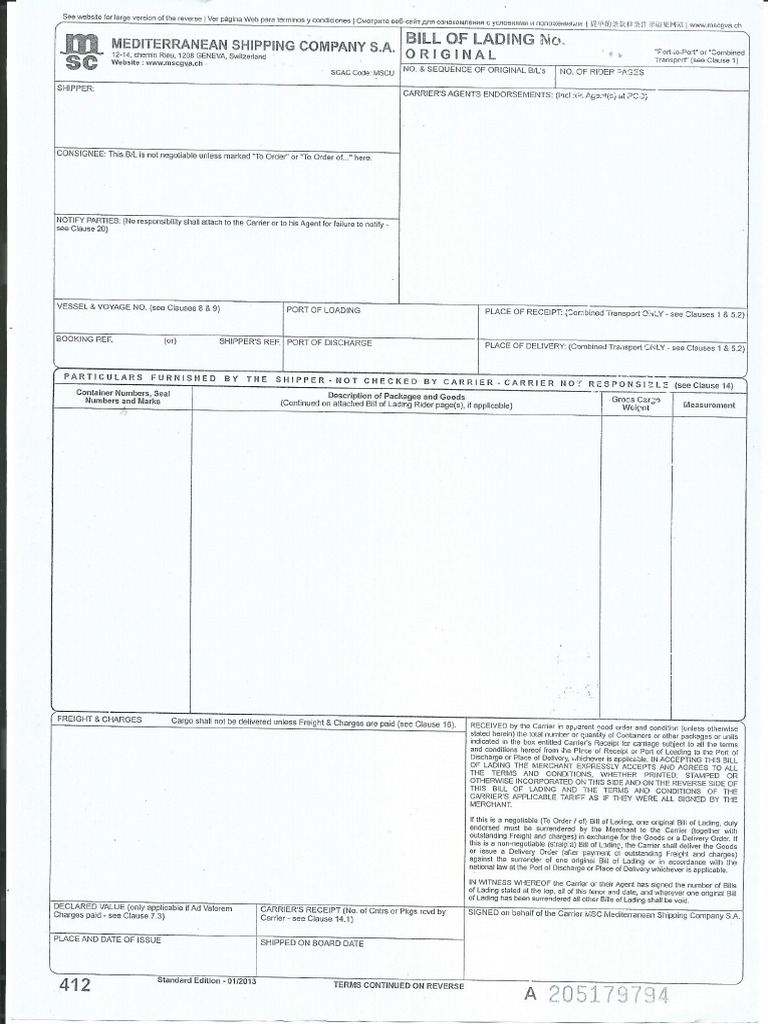 Form BL Original | PDF