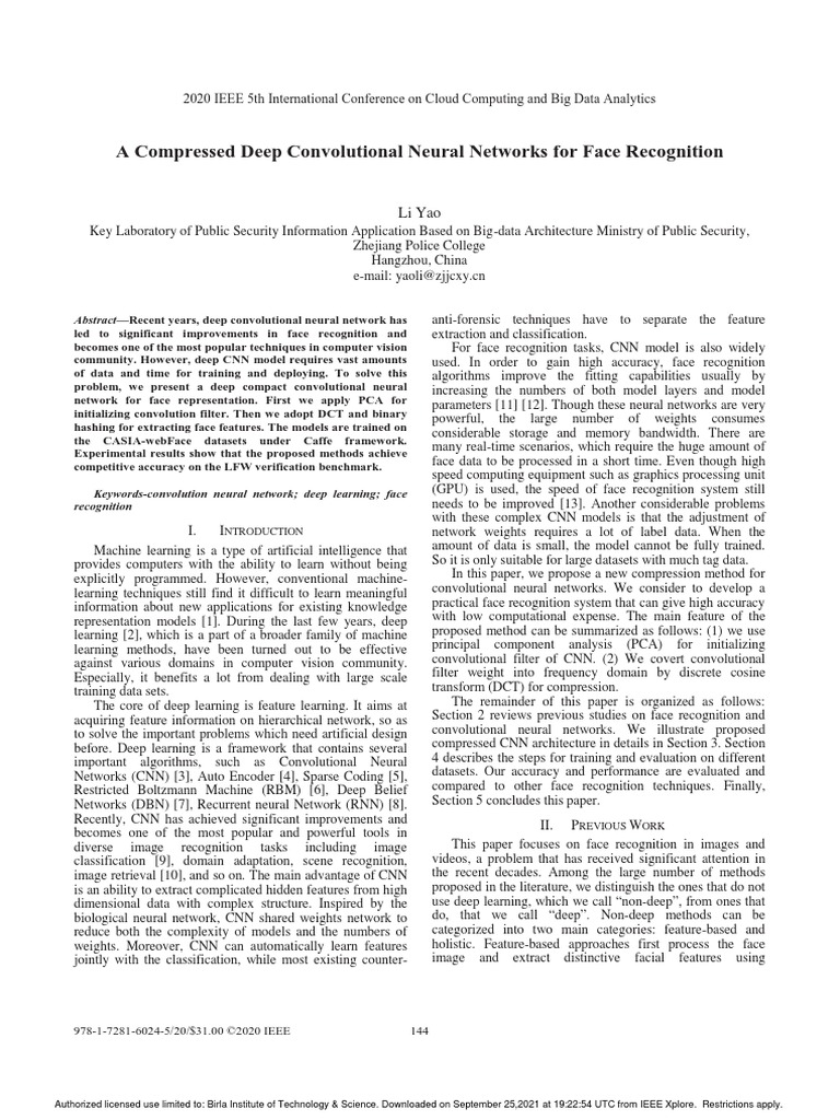 A Compressed Deep Convolutional Neural Networks For Face Recognition ...