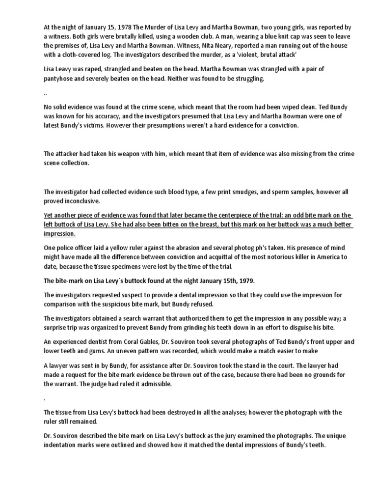 Ted Bundy's Conviction: Bite Mark Evidence | PDF | Misconduct ...