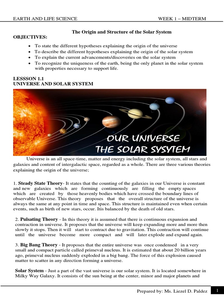 Earth & Life Science Week 1 | PDF | Universe | Solar System