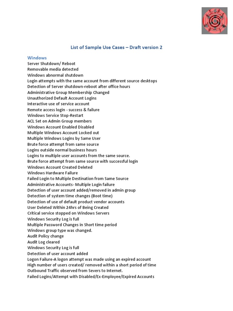 List of Sample Use Cases – Draft v2 | PDF | Malware | Proxy Server