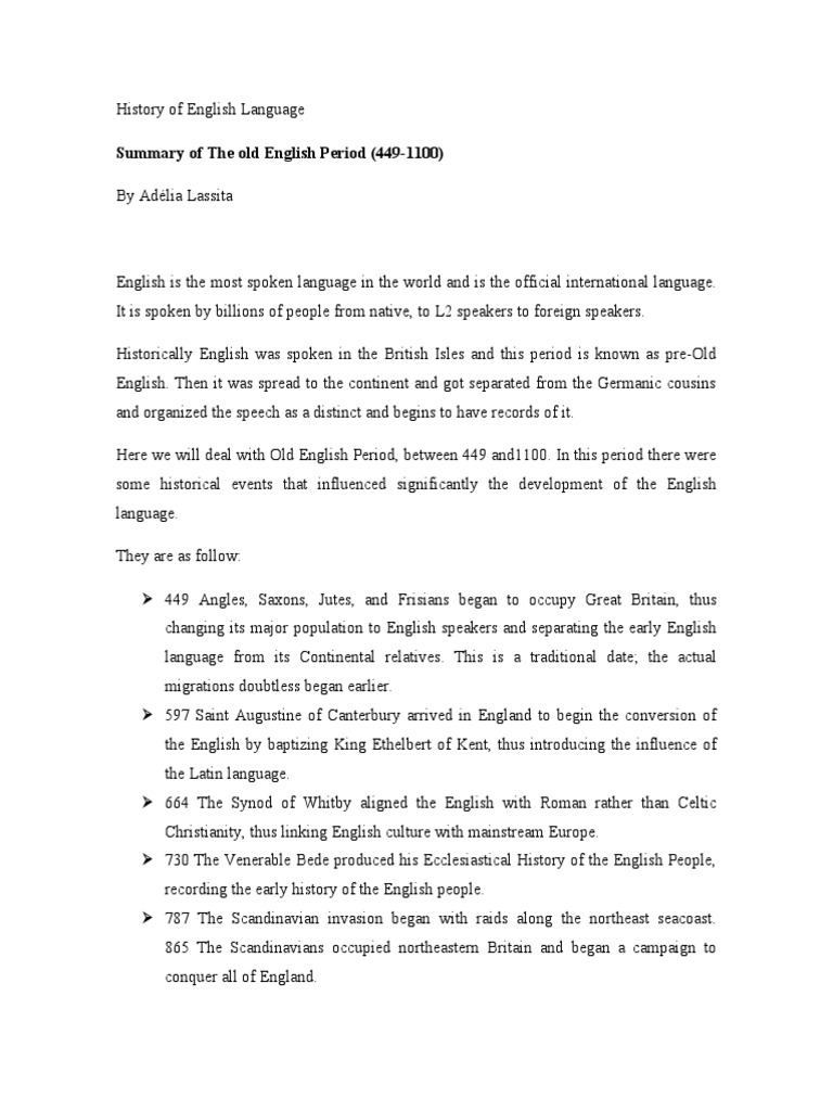 The Old English Period | PDF | English Language | Anglo Saxons