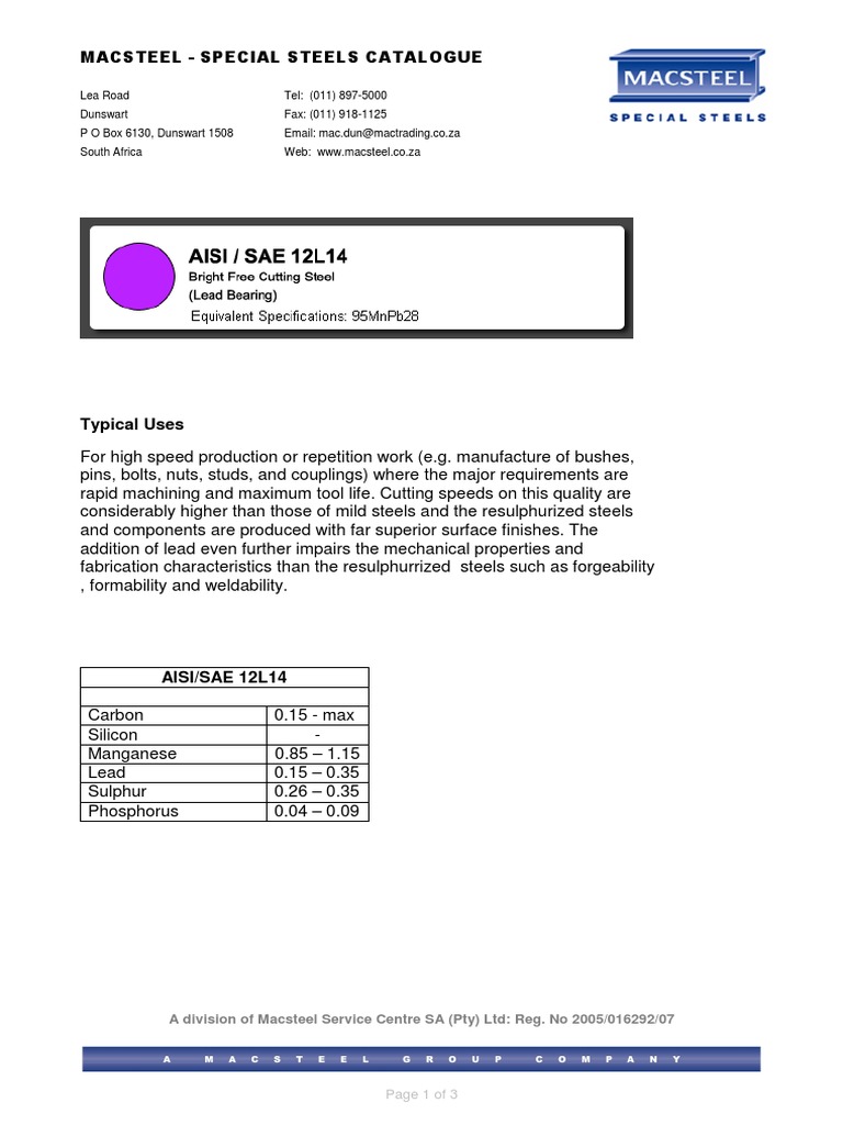 Aisisae 12l14 | PDF | Steel | Materials