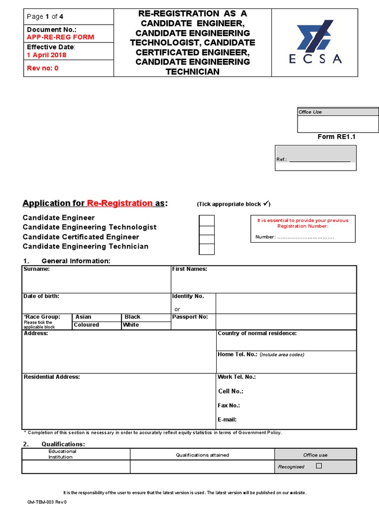 Re-Registration As A Candidate Engineer - Engineering Technologist ...