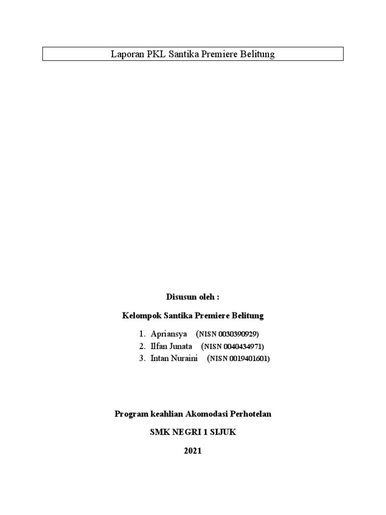 Contoh Laporan PKL Perhotelan | PDF