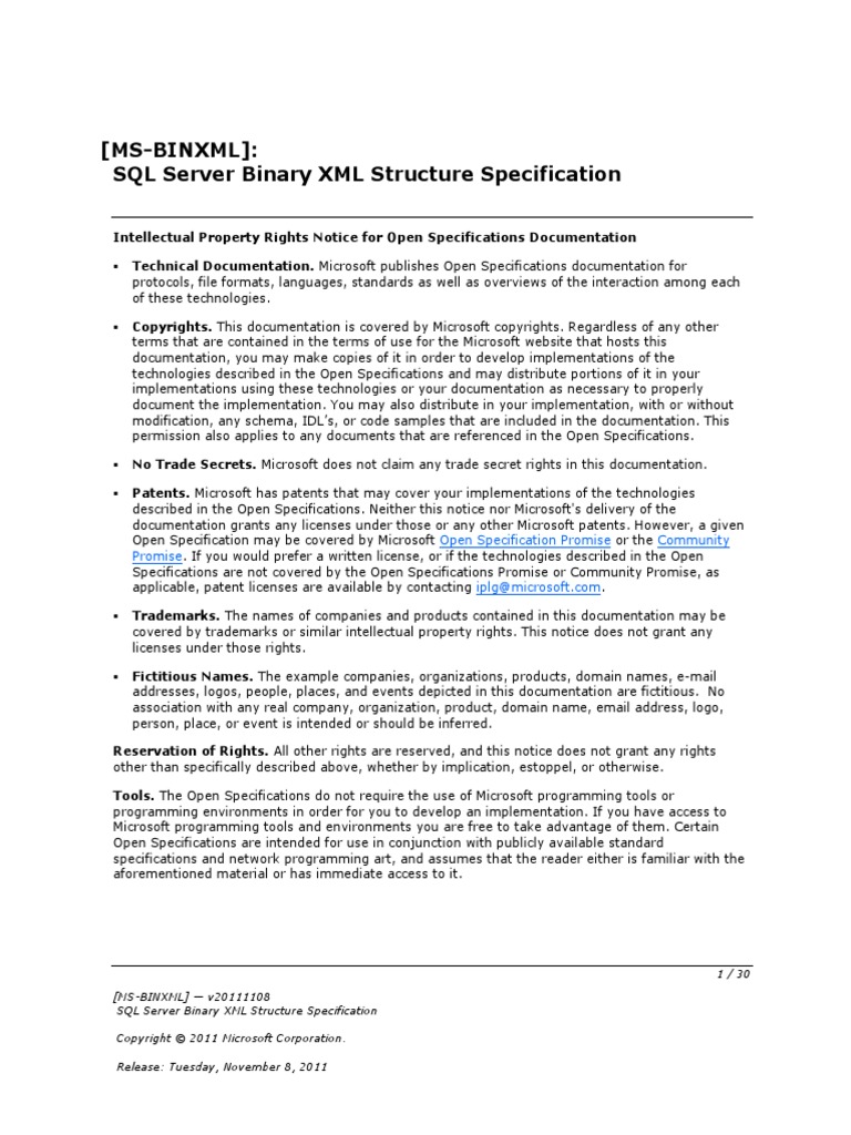 Ms Binxml Sql Server Binary Xml Structure Specification Open 4884