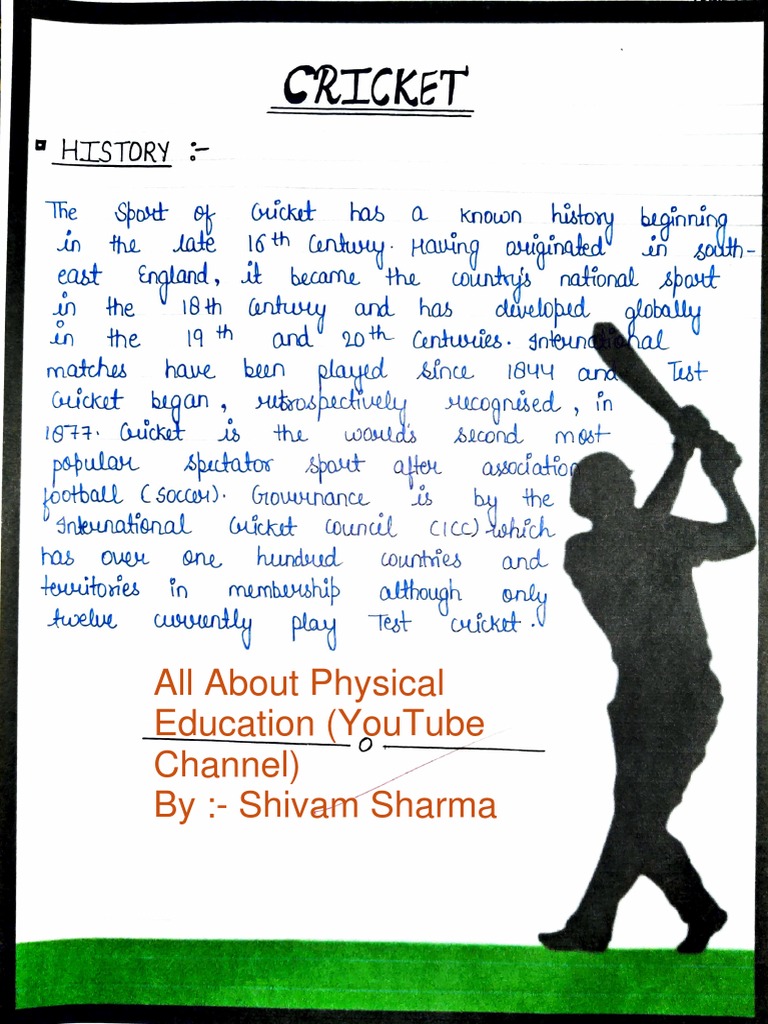 Cricket Project | PDF | Games Of Physical Skill | Sports Rules And ...