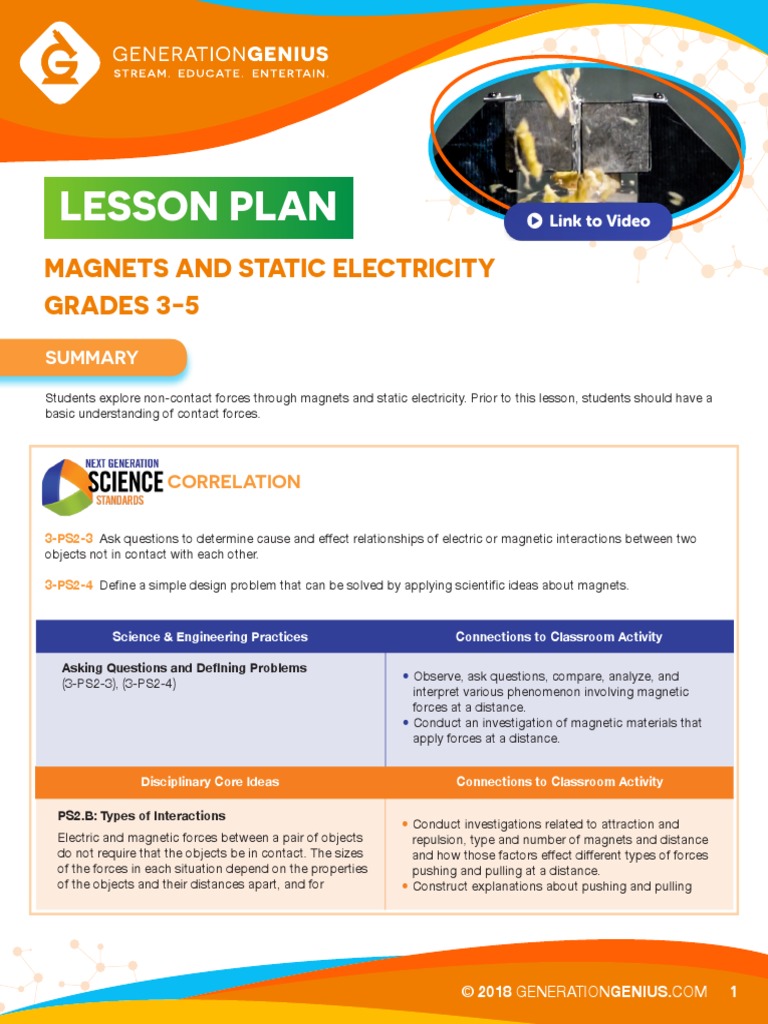 Magents and Static Electricity Lesson Plan GG | PDF | Magnet | Force