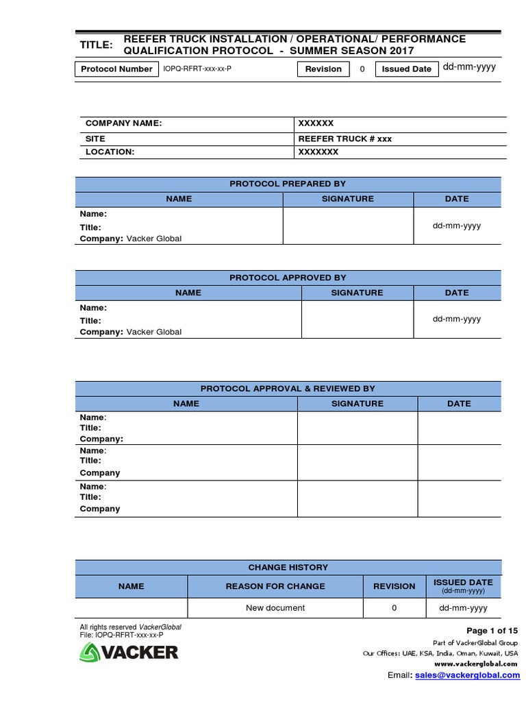 Temp Mapping Protocol For Reefer Trucks | PDF | Verification And ...
