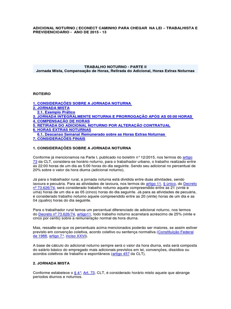 Adicional Noturno | PDF | Hora extra | Business