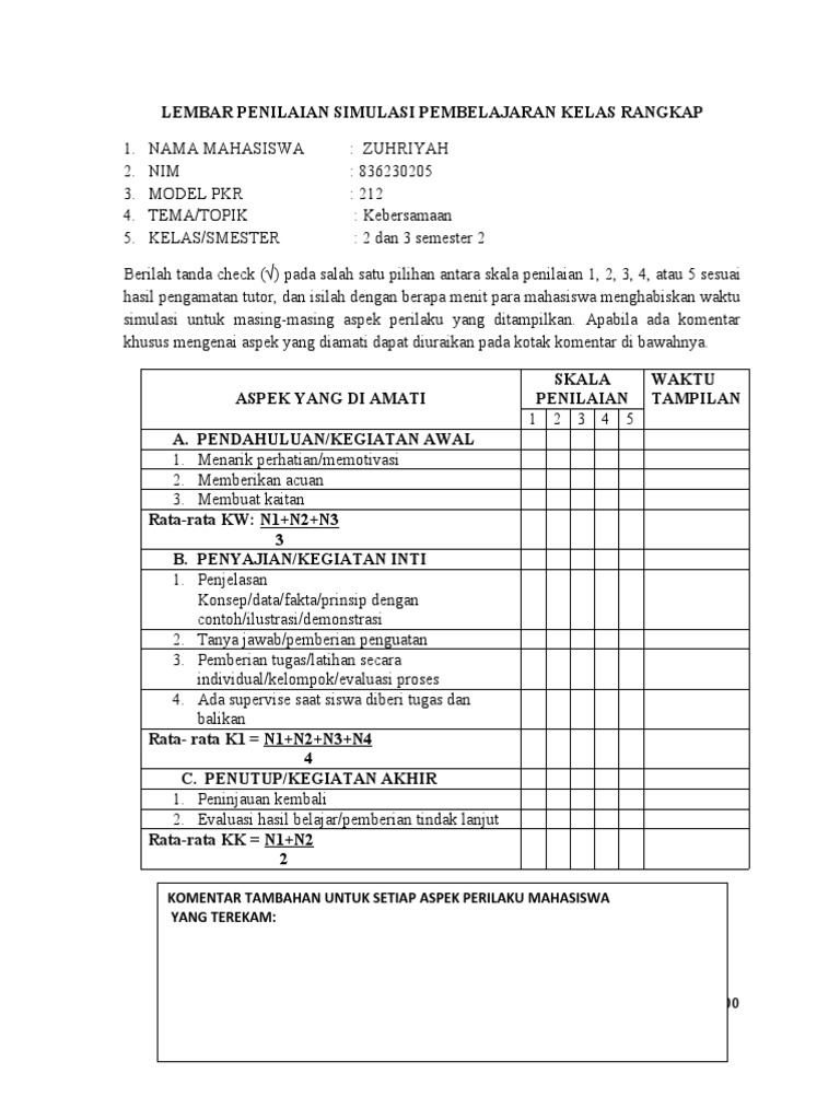 Lembar Simulasi PKR | PDF | Karier & Perkembangan