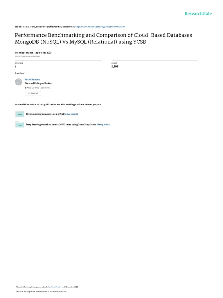 Performance Benchmarking and Comparison of Cloud-Based Databases Mongodb (Nosql) Vs Mysql ...