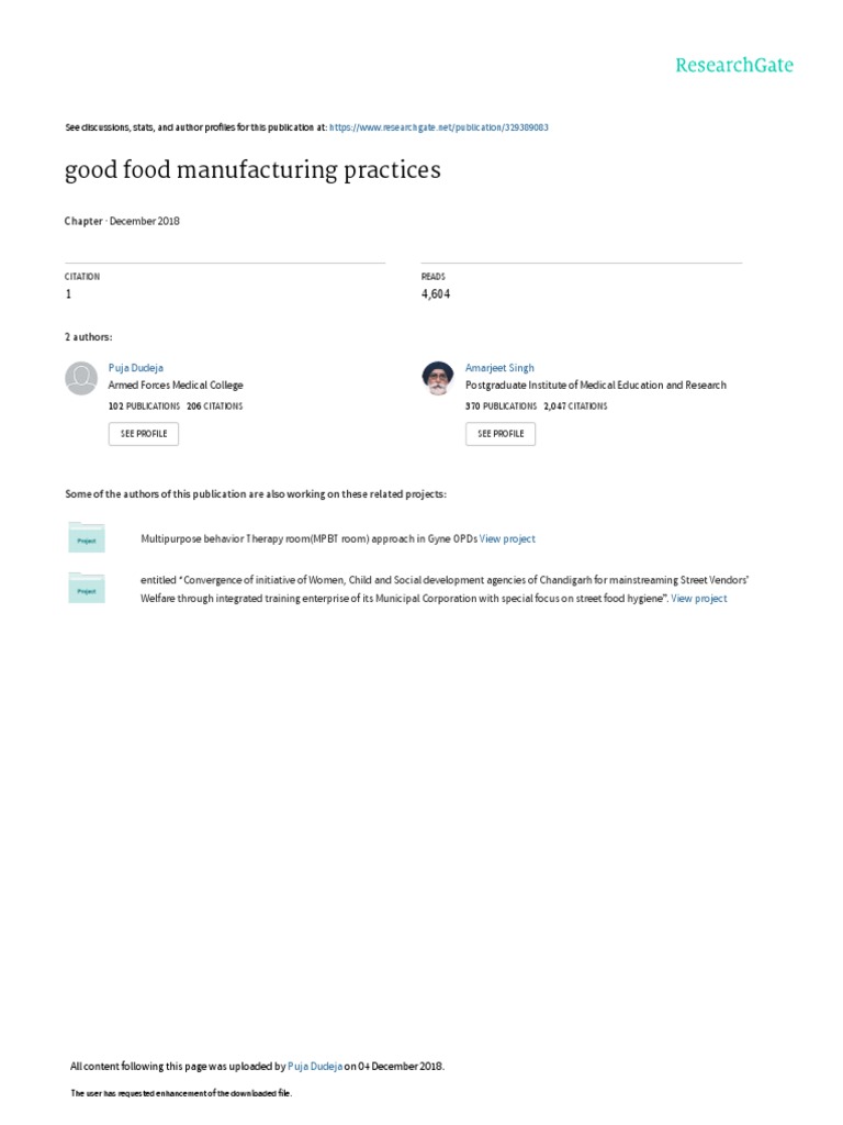 Good Food Manufacturing Practices: See Discussions, Stats, and Author ...