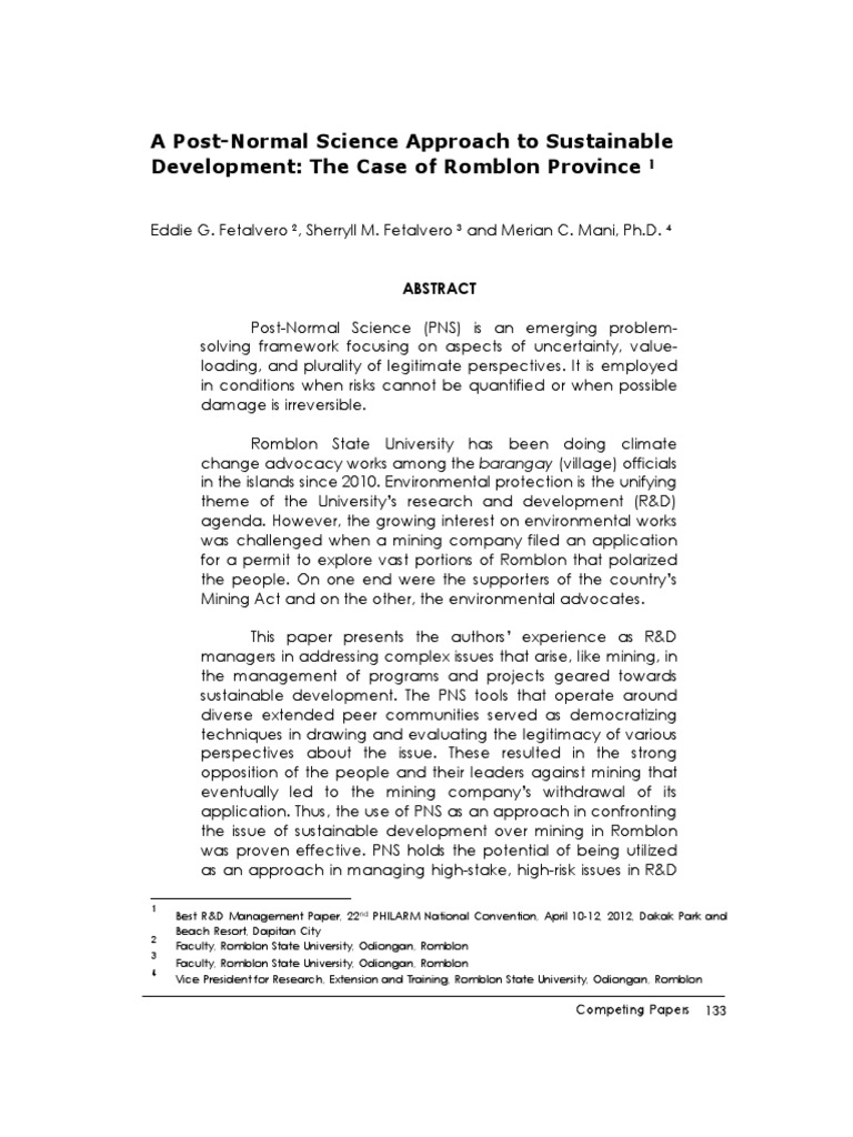 A Post Normal Science Approach To Sustai | PDF | Conservation Biology ...