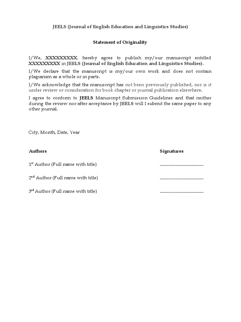 5 Statement of Originality | PDF