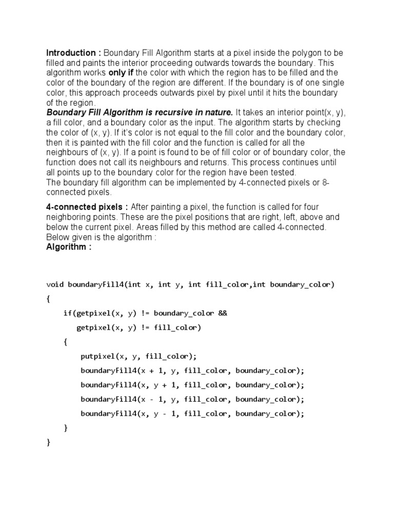 Introduction: Boundary Fill Algorithm Starts at A Pixel Inside The ...