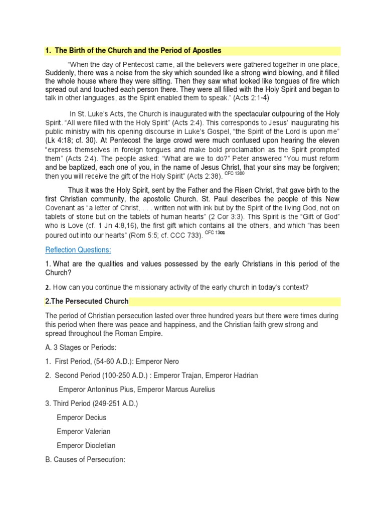 The Birth of The Church and The Period of Apostles: Reflection ...