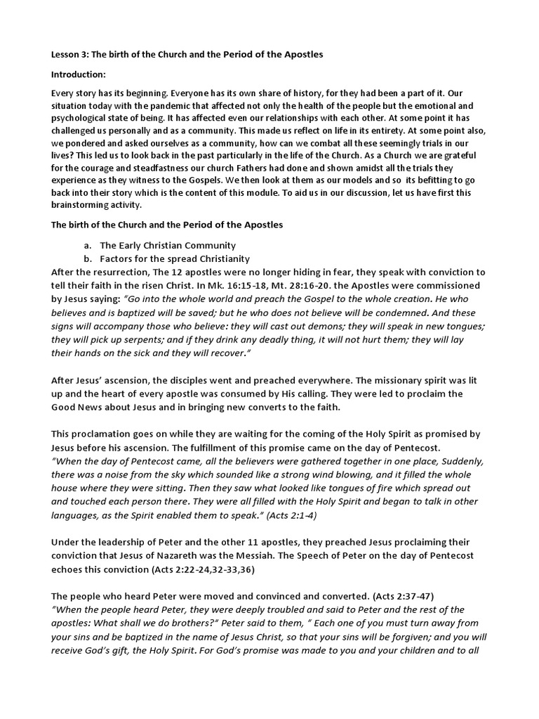Birth of the Church and Apostolic Era | PDF | Paul The Apostle | Acts ...