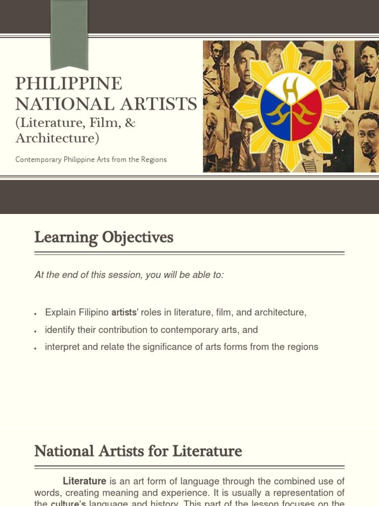 Philippine National Artists: (Literature, Film, & Architecture) | PDF