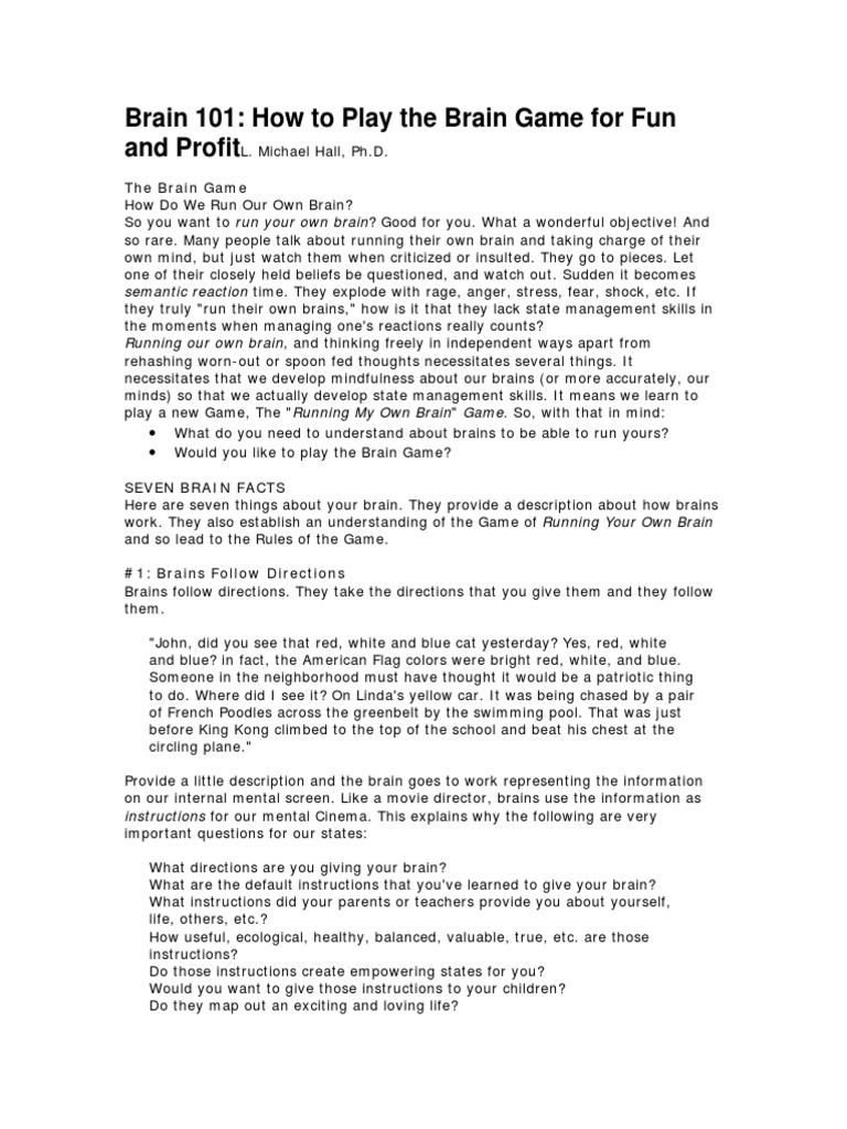 How To Play The Brain Game For Fun and Profit | PDF | Mind | Thought