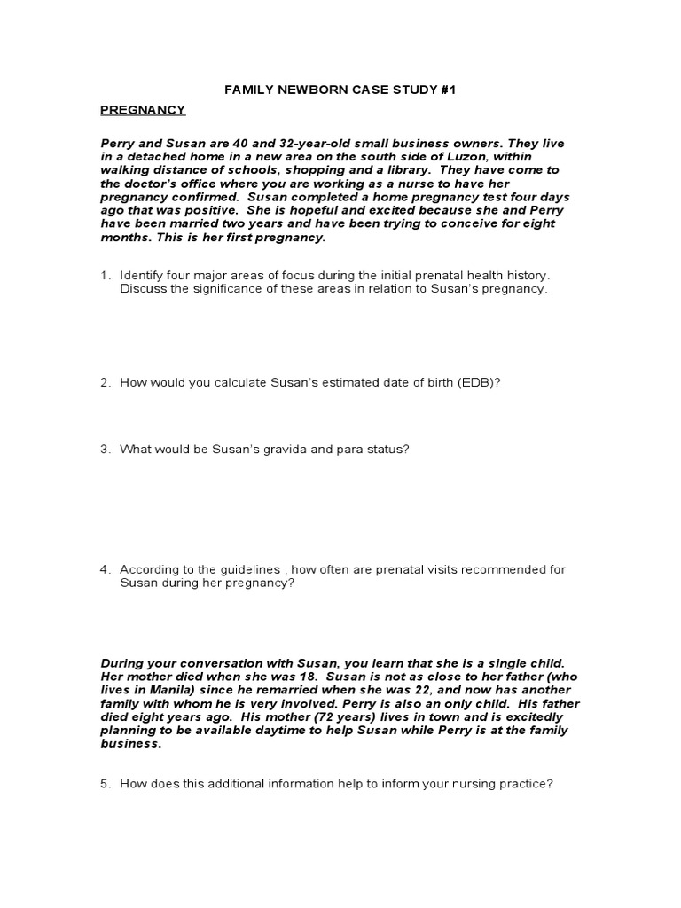 Family Newborn Case Study #1 Pregnancy | PDF | Childbirth | Pregnancy